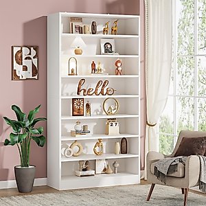 Tribesigns 71 Inch Tall Bookcase, Modern Freestanding Bookshelf 9 Tier Bookcases, Large Open Display Shelf Storage Cabinet Organizer for Living Room, Home Office, Library, Bedroom (White)