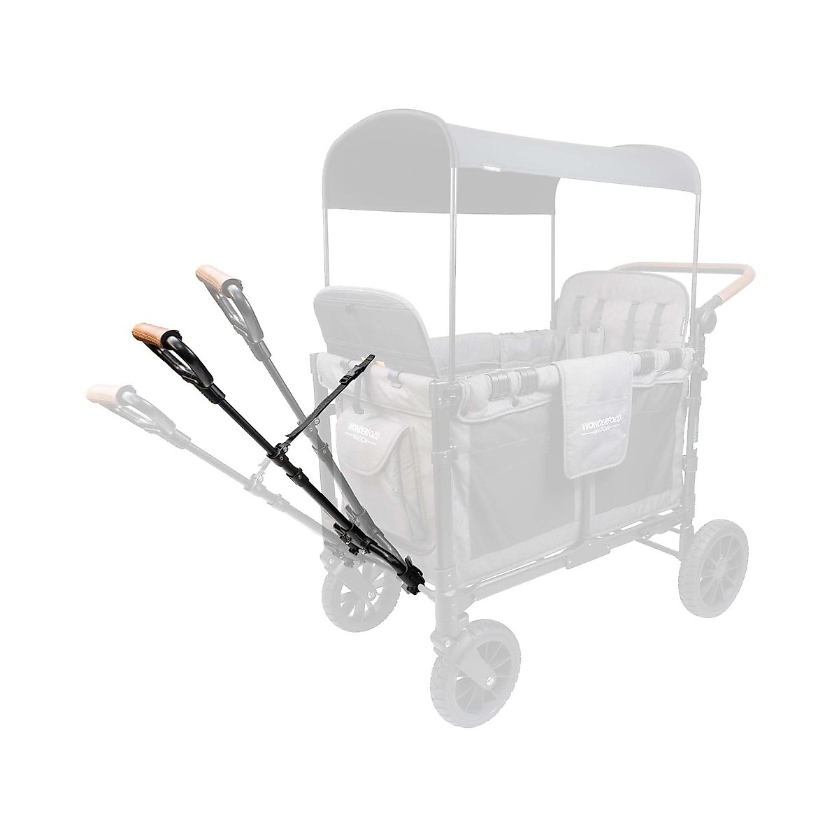 WONDERFOLD Stroller Wagon Pull Handle Featuring Vegan Leather Cover for Comfortable Grip, Three Adjustable Heights, and Carriage Attachment Buckle (Compatible with W-Series Models Only)