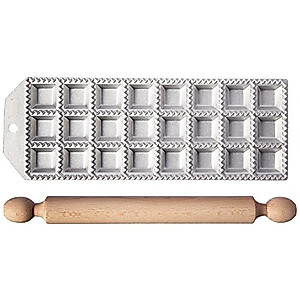 Eppicotispai 24 Holes Aluminum Square Ravioli Maker with Rolling Pin