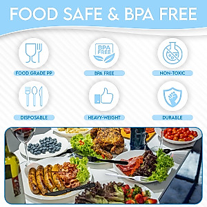 Klex 250 Individually Wrapped Disposable Utensil Sets with Heat Resistant, BPA Free Heavy Weight Fork, Spoon, Knife, and Napkin, Black, 250 Sets