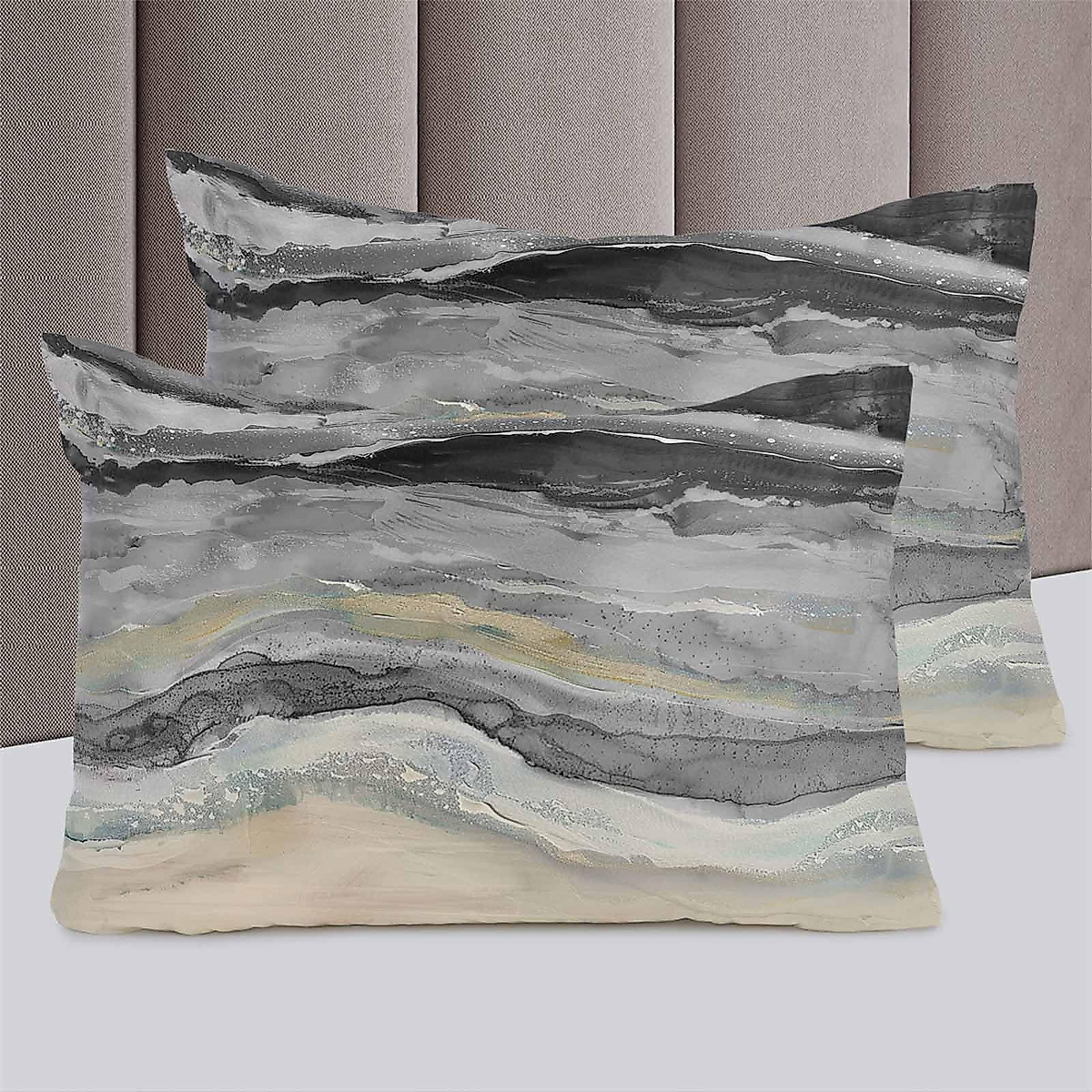DecorLovee Grey Coastal Duvet Cover Set 3 Pieces with Zipper Closure, Summer Beach Nautical Abstract Art Bedding Sets 1 Duvet Cover & 2 Pillow Cases, Comforter Cover Set Duvet Cover California King