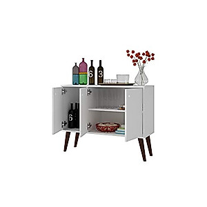 Manhattan Comfort Bromma Mid Century 3 Door Sideboard Buffet Cabinet, White