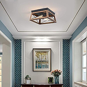 WISBEAM Semi Flush Mount Ceiling Light Fixture, 2-Light E26 Medium Base, Metal Housing, ETL Rated, Bulbs NOT Included