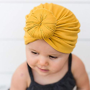 DRESHOW BQUBO 5 Pieces Baby Turban Hats Turban Bun Knot Baby Infant Beanie Baby Girl Soft Cute Toddler Cap