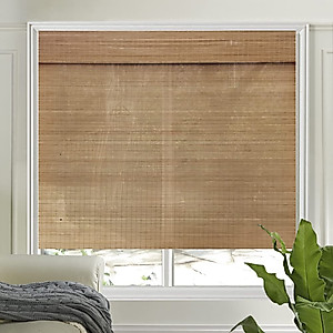 LETAU Wood Cordless Window Shades Blinds, Bamboo Light Filtering Custom Roman Shades, Pattern 8
