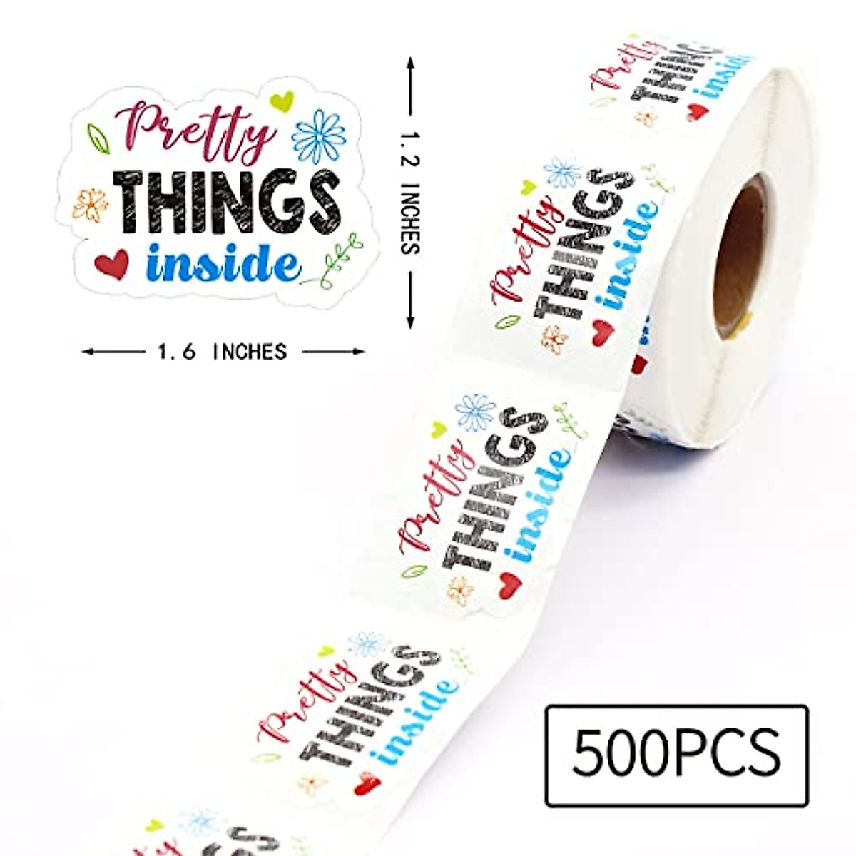 Littlefa 1.5” Pretty Things Inside with Flower Design Stickers,Thank You Stickers,Small Business Stickers, Envelopes Stickers, Gift Bags Packaging 500 PCS