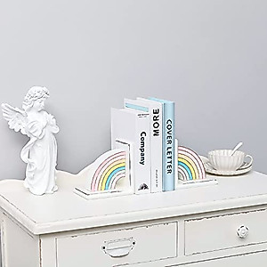NIKKY HOME Metal Rainbow Book Ends Non-Skid Cute Kids Bookends Book Stoppers for Girls Home Children's Room Classroom Nursery Decor, Pack of 2
