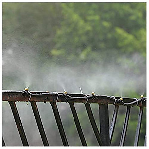 Misting Cooling System 12V Outdoor Water Pump Electric 20 Feet 6 Meter Mist Nozzles Spray Fan Mist System for Patio Water Spray Garden Greenhouse Mist Plants Roofline (12meter (40feet) + pump)