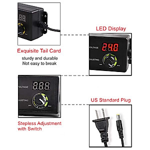 3V ~ 24V 2.5A 60W Power Supply with Volt Diaplay Adjustable DC 3V 5V 6V 9V 12V 15V 16V 18V 19V 20V 24V Variable Universal AC/DC Adapter 100V-240V AC to DC Converter with 8 Selectable Adapter Tips