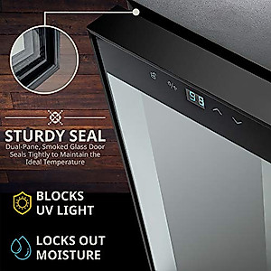 Ivation 51 Bottle Compressor Wine Cooler Refrigerator with Wi-Fi Smart App Control Cooling System | Large Freestanding Wine Cellar Fridge For Red White Champagne or Sparkling, Black Glass Door & Lock