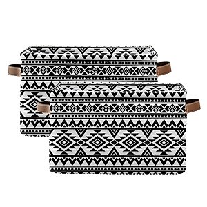 UOYO Aztec Storage Basket, Ethnic Zigzag Collapsible Storage Cube Bin Kids Toys Large Storage Organizer for Closet Shelf Nursery Bedroom Office Decor 2 Pack
