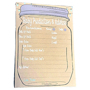 QualityVibe Baby Prediction and Advice Cards Set Of 50. Baby Shower Activity Games. Kraft Style & Mason Jar Background. Thick and easy to write on with any Pen.