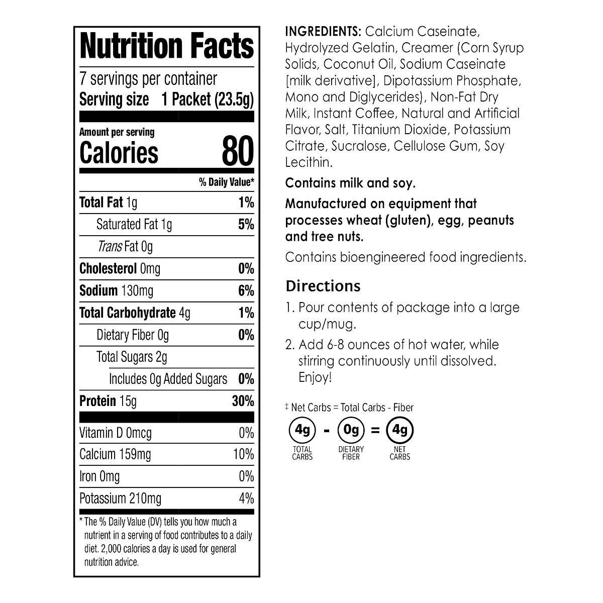 BariWise Protein Hot Drink Cappuccino Mix, Original, Low Sugar, Gluten Free, Keto Friendly & Low Carb (7ct)