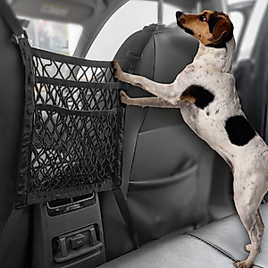 SnowyFox Upgraded Universal 3-Layer Car Mesh Organizer Storage, Car Seat Mesh Pet Child Barrier Storage Net Storage Net for Purse Pets Luggage Barrier Children Kids