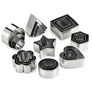 24 Piece Mini Cookie Cutter Set - Heart, Star, Flower, Geometric Shaped Assorted Sizes - Premium Stainless Steel Mini Biscuit Cutters, Fondant, Sugarpaste Cutters