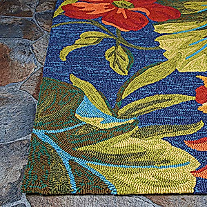 Couristan Covington Tropical Orchid Indoor/Outdoor Area Rug, 5'6" x 8', Azure/Forest Green/Red