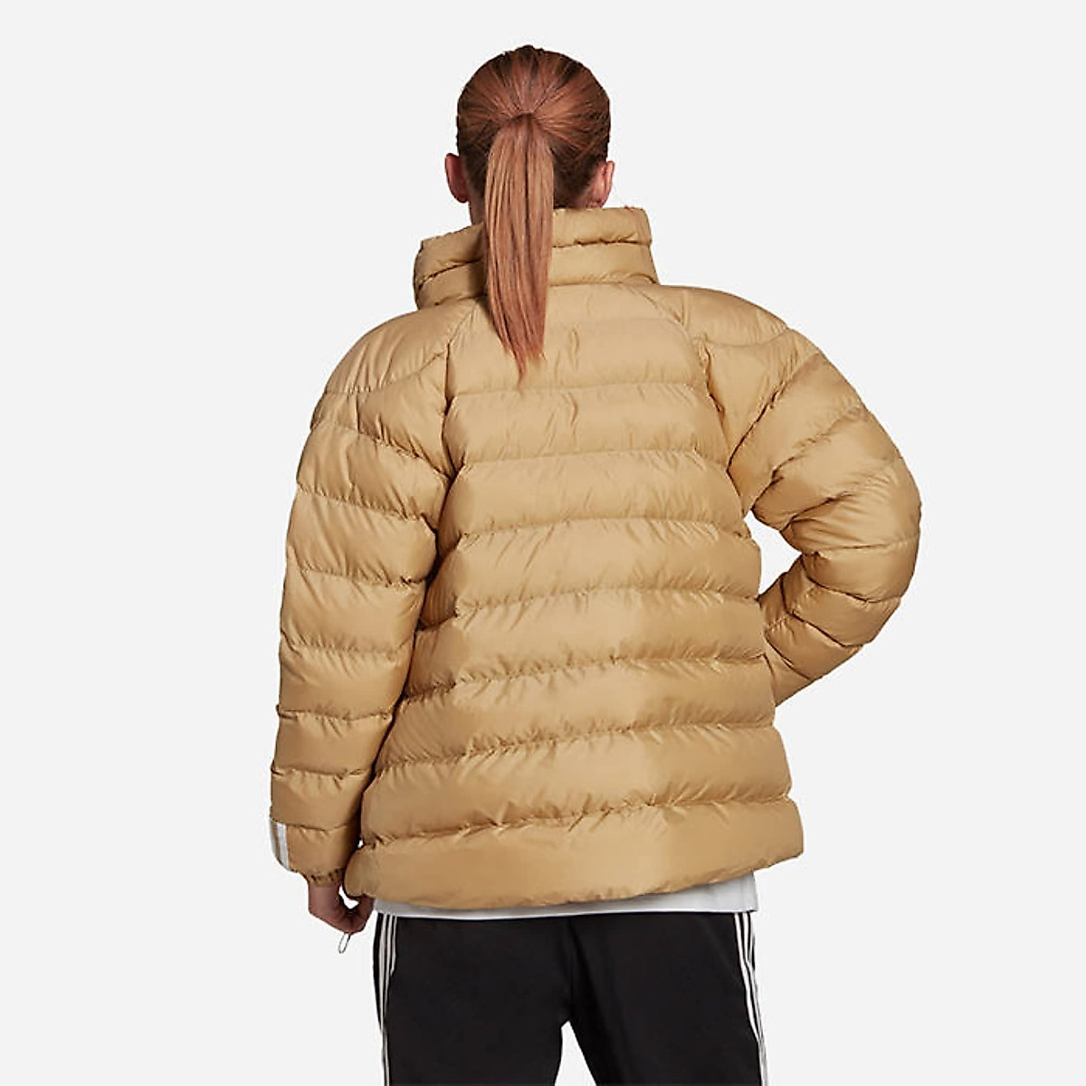 adidas womens Itavic 3-Stripes Midweight Hooded Jacket Beige Tone Medium