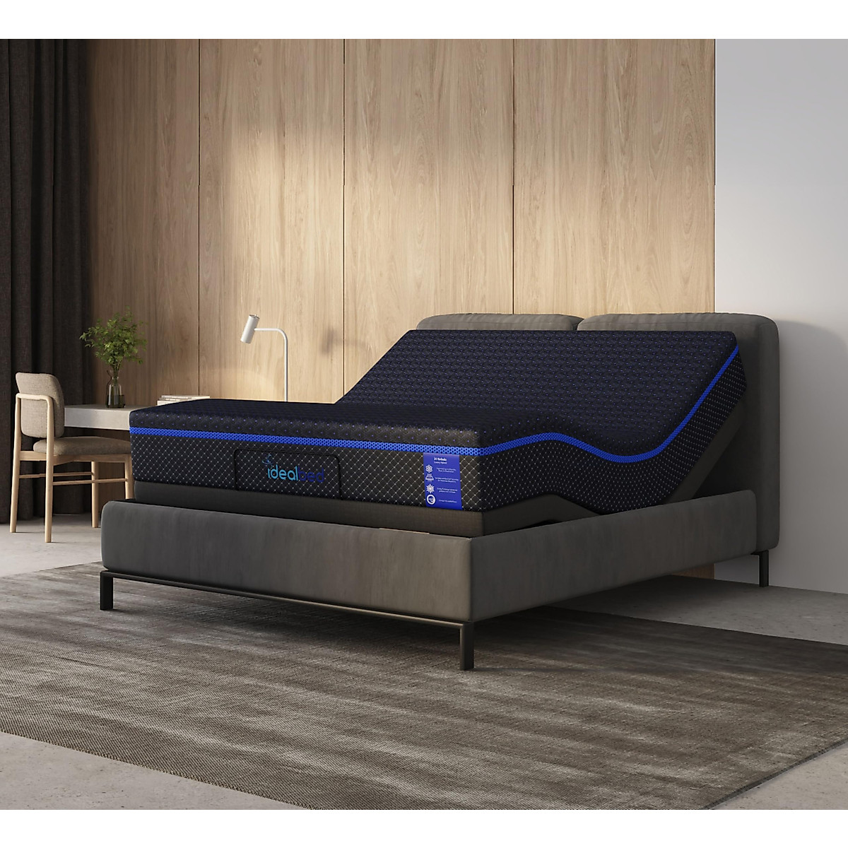 iDealBed S4 Nebula Luxury Hybrid Mattress + 7i Custom Adjustable Bed Sleep System, Comfort, Cooling & Support, Silent Performance, Lumbar Support, Pillow Tilt (Medium Firm, Queen)
