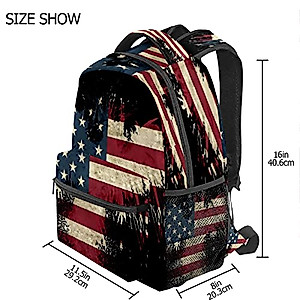 KIOPLYET American Flag Eagle Backpack School Book Bag Laptop Backpacks Travel Hiking Camping Day Pack