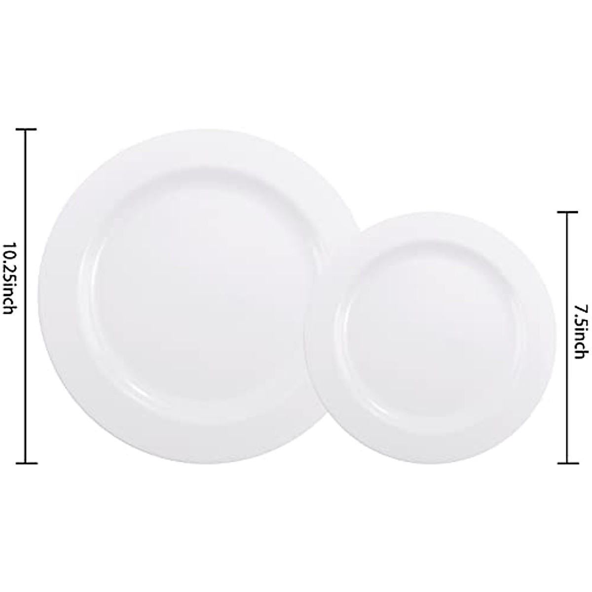 FLOWERCAT 60PCS White Plastic Plates - Heavy Duty White Disposable Plates for Party/Wedding - Include 30PCS 10.25inch White Dinner Plates and 30PCS 7.5inch White Dessert/Salad Plates