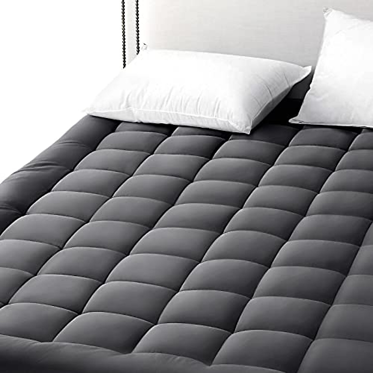 EASELAND RV Short Queen Mattress Pad Pillow Top Mattress Cover Quilted Fitted Mattress Protector Cotton Top 8-21" Deep Pocket Cooling Mattress Topper (60x75 Inches, Dark Grey)