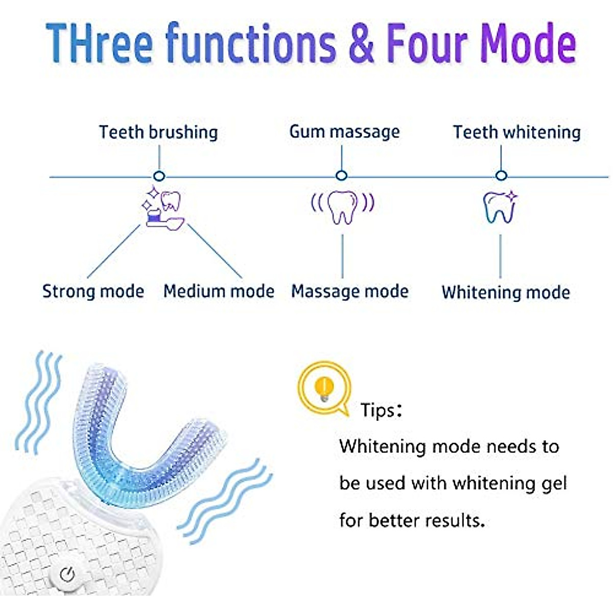 Ultrasonic Toothbrush, Automatic Toothbrush 360° Electric Sonic Toothbrush Teeth Whitening Kit with LED Light, Mayeec Electric Toothbrush Teeth Whitening