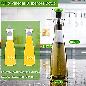Glass Olive Oil Dispenser, Bivvclaz 18 OZ Oil and Vinegar Dispenser with Drip-free Spout, Olive Oil Cruet Bottle with Airtight Silicone Cap for Kitchen Decor, Easy to Clean, Black Transparent