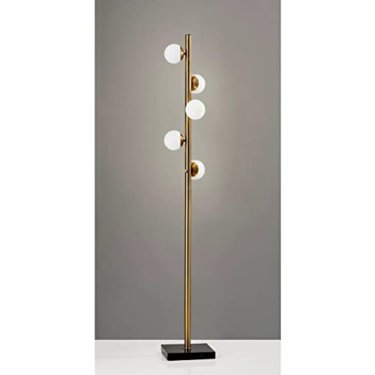 Adesso 4272-21 Doppler LED Tree Lamp, 65 in., 5 x 3W G9 LED, Antique Brass Finish, 1 Floor Lamp