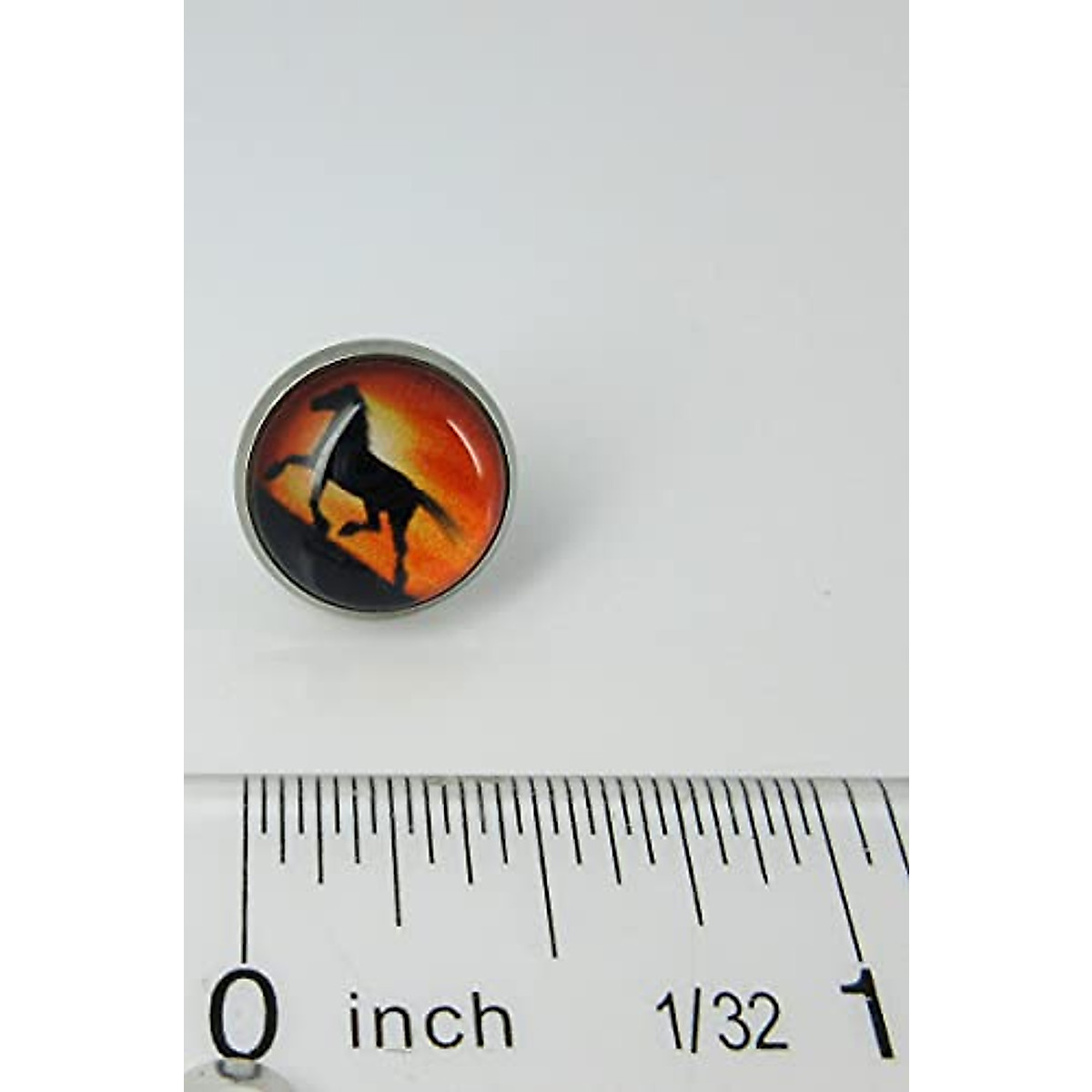 Stainless Steel Sunset Horse Print Glass Stud Earrings 12mm