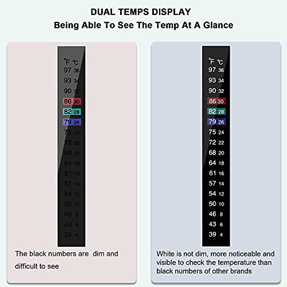 Dbgogo Brewing Aquarium Thermometer Strip, 7 PCS 39℉ to 97℉ & 4℃ to 36℃ Clear Crystal Numbers Adhesive Brewing Aquarium Temperature Sticker for Sticking on Fish Tank/Wine/Beer/Kombucha Jars Bottles