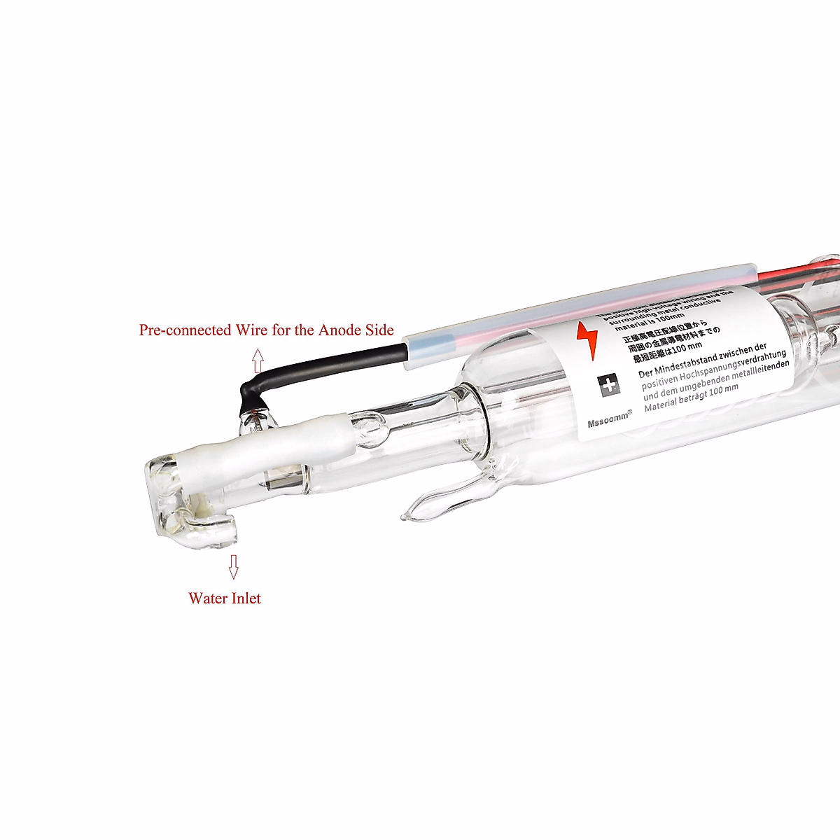 Mssoomm 40W 40 watt Co2 Laser Tube Length 700mm Dia 50mm with Metal Head 3000hr Service Life for CO2 Laser Cutter and Engraver Machine