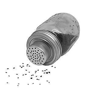 Stainless Steel Mason Jar Shaker Lids with Silicone Seals for Dredge Flour,Mix Spices,Sugar, Salt, Peppers and Any Regular Mouth Mason Jar Canning Jar (4)