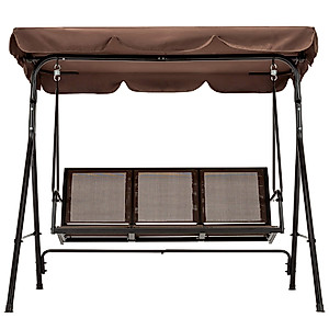 MCombo Outdoor Patio Canopy Swing Chair 3-Person, Steel Frame Textilence Seats Swing Glider, 4507 (Brown)