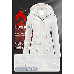 Chrisuno Women's Long Bubble Coat Faux Fur Padded Winter Parka Puffy Warm Jacket With Detachable Hood White M