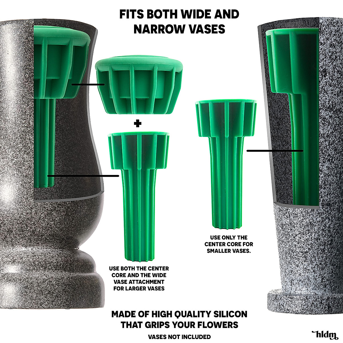 HLDM Cemetery Vase Rubber Inserts, Cemetery Flowers Holder for Keeping Bouquets in Place, Reusable Alternative to Messy Floral Foam Styrofoam Cones, Create Elegant Grave Decorations for Cemetery