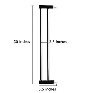 BABELIO Metal Baby Gate,5.5inch (14cm) Black Extension, Extra Wide Baby Gates for Stairs & Doorways, Pressure Mounted Walk Thru Child Gate with Door, NO Need Tools NO Drilling,30" Tall