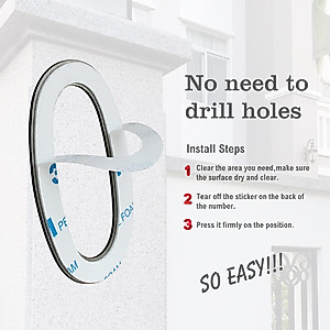 3 Inch House Numbers Sticker Stainless Steel, Self-Stick Metal Address Mailbox Number Satin Sign 3