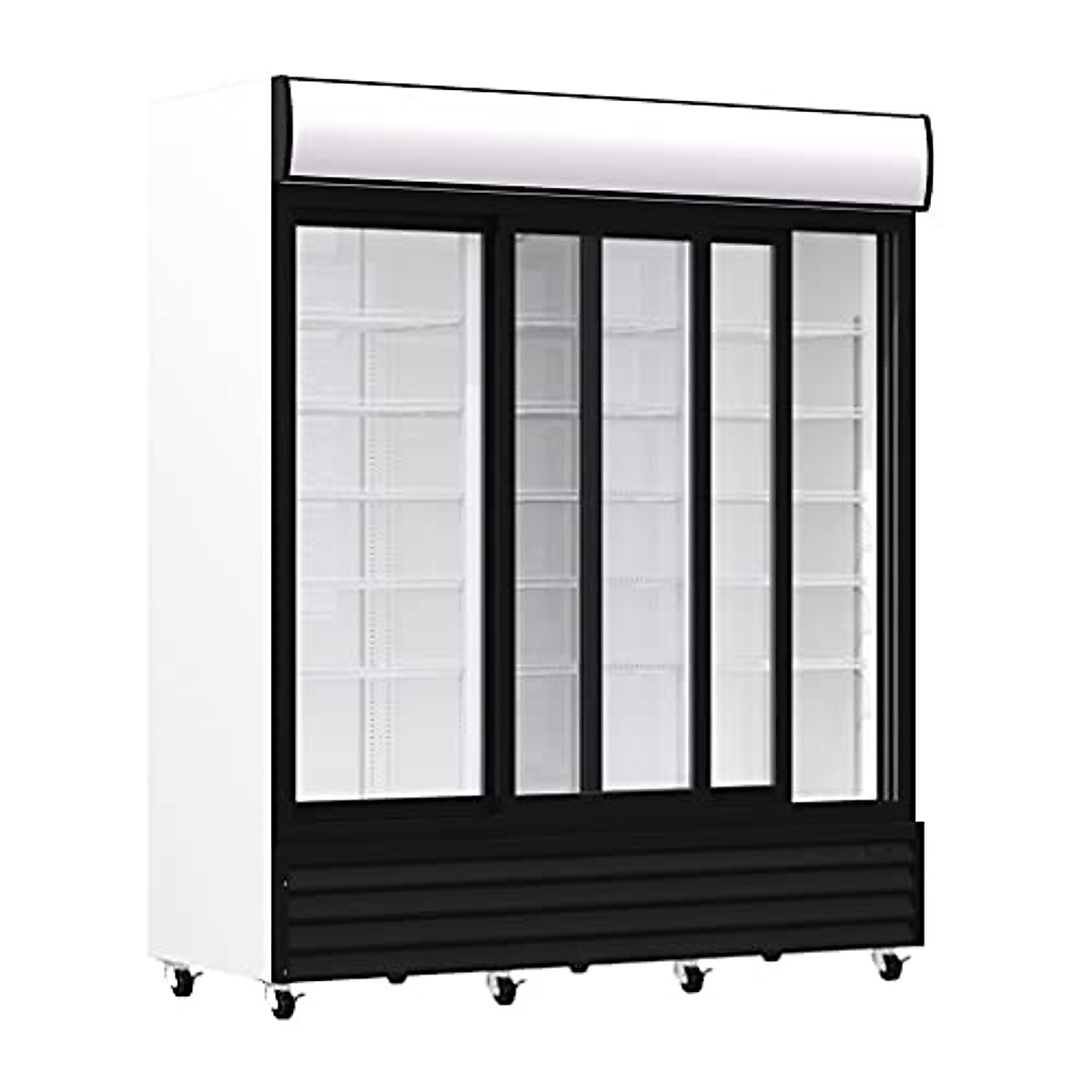 Procool Refrigeration Commercial SLIDING 3-Door Merchandiser - High Efficiency Glass Front Display Cooler; 53 Cubic Ft., black, white