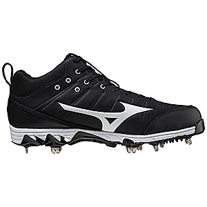 Mizuno unisex adult 9-spike Ambition 2 Mid 9 Spike Men's Metal Baseball Cleat 11, Black-white (9000), 11 US