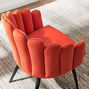 Modway Vanguard Performance Velvet Channel Tufted Dining Chair in Black Orange