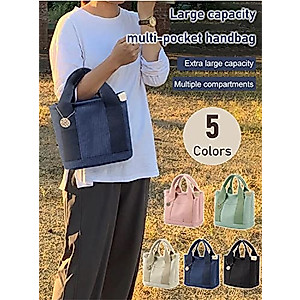 Duirubeo 2023 New Large Capacity Multi-Pocket Handbag Women's Canvas Tote Purses Crossbody Bag Vintage Tote Bags for School College (C - Black)