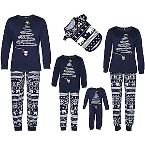 2022 men Size XL Christmas tree fireworks red top,Bear red and white striped pants Family Christmas Pajamas Xmas Pjs for Adults Kids Baby Dog Holiday Home Xmas Family Sleepwear Set