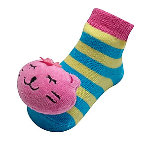 PUPPET Baby Girl Rattle Socks for Infants 0-6 Months Cute Animal Themed Set Unicorn Bunny Cat Bootie Series