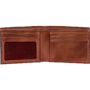 Rawlings Mens Tanned-leather Baseball Stitch Embroidered Wallet - (Dark Brown)