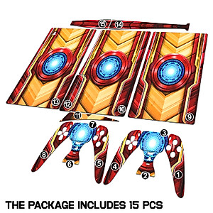 HK Studio Iron Suit Decal Sticker Skin Specific Cover for Both PS5 Disc Edition and Digital Edition - Waterproof, No Bubble, Including 2 Controller Skins and Console Skin