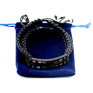 Uloveido 2pcs His Crazy Her Weirdo Bracelets Set for Couples Handmade Braided Black String Couples Bracelets for Boyfriend Girlfriend Men Women Birthday Valentine's Day Gift Y781