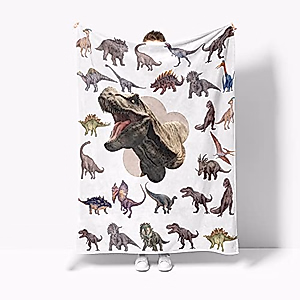 Dinosaur Blanket for Boys，Jurassic World Adults Dino Blanket，Soft Cozy Warm Throw Fleece Blanket for Couch Sofa Bed (Dinosaurs White, 60" L x 50" W)
