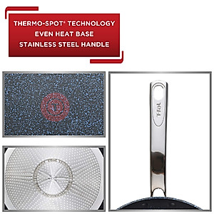 T-fal HeatMaster Nonstick Fry Pan 10 Inch Induction Oven Broiler Safe 500F Cookware, Pots and Pans, Dishwasher Safe Black and Blue