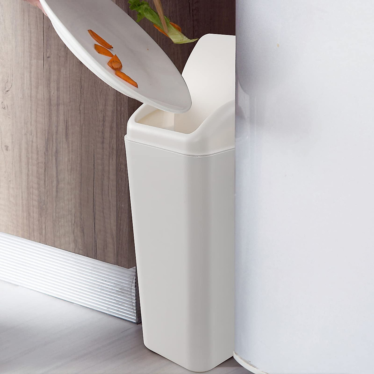 Ucake 3.5 Gallon Plastic Trash Can with Swing Top, Swing Lid Waste Bin