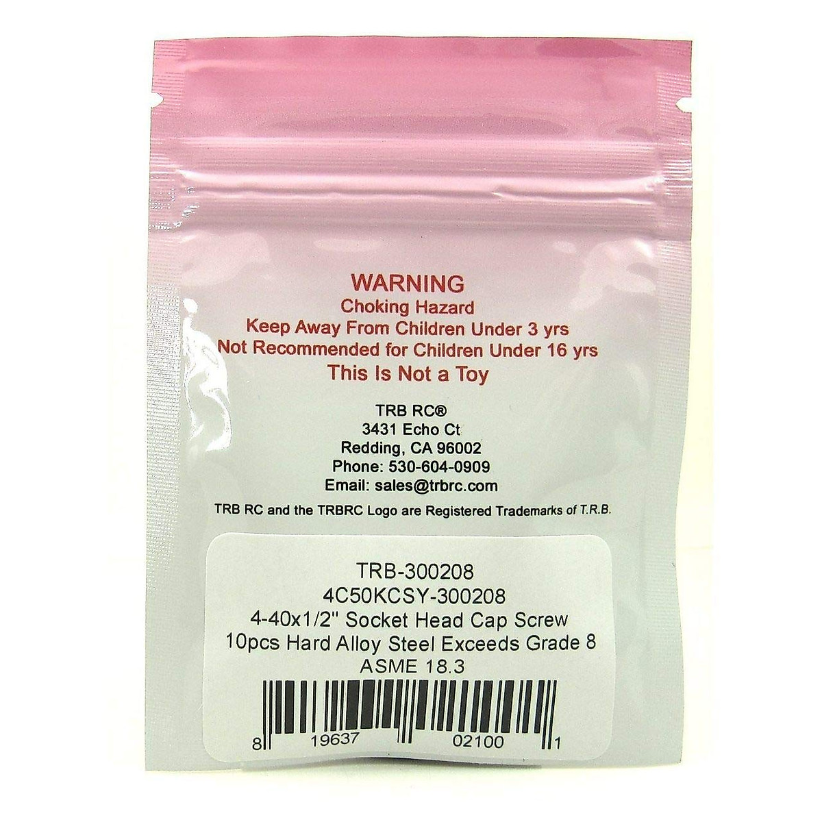 TRB RC 4-40 x 1/2" Hard Alloy Steel Socket Head Cap Screw 10pc Exceeds Grade 8